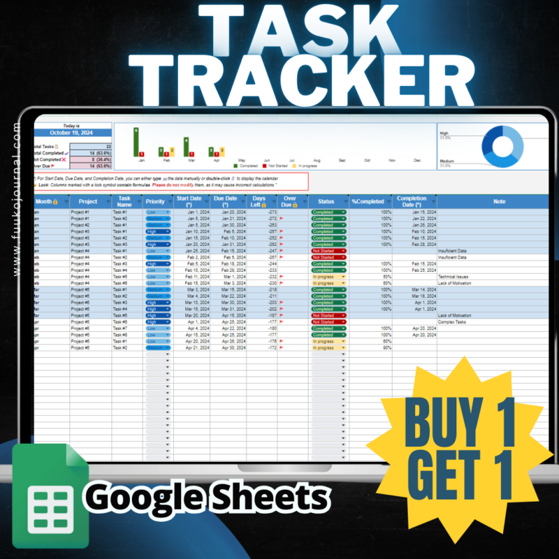 Task Tracker Google Sheets _Simple - Fuuko Journal