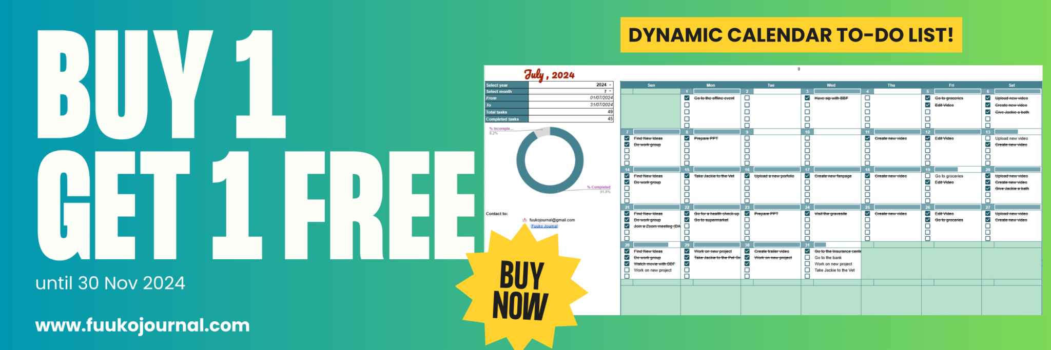 Task Tracker Google Sheets _Simple - Fuuko Journal